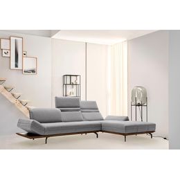 Ecksofa "CR.420, Designecksofa, bequem, verstellbare R&uuml;ckenlehne, L-Form", grau (lichtgrau, schwarzgrau), B:313cm H:117cm T:212cm, CREATION BY ROLF BENZ, Sofas, Ecksofa, in 2 Qualit&auml;ten, Holzrahmen in Eiche Natur oder Nu&szlig;baum, Breite 313 cm