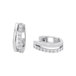 Paar Creolen Tom Tailor "Schmuck Geschenk Silber 925", silberfarben, kristallwei&szlig;, kristallwei&szlig;, Ohrringe, Damen, 13mm, Silber 925 (Sterlingsilber), mit Zirkonia (synth.)