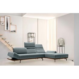 Ecksofa "CR.420, Designecksofa, bequem, verstellbare R&uuml;ckenlehne, L-Form", blau (wasserblau, steingrau), B:313cm H:117cm T:212cm, CREATION BY ROLF BENZ, Sofas, Ecksofa, in 2 Qualit&auml;ten, Holzrahmen in Eiche Natur oder Nu&szlig;baum, Breite 313 cm