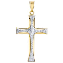 Kreuzanh&auml;nger Firetti "Schmuck Geschenk Gold 375 Halsschmuck Anh&auml;nger Halskette Kreuz", gold (gelbgoldfarben, wei&szlig;goldfarben), Schmuckanh&auml;nger, Damen, Gelbgold 375, 1,5 g