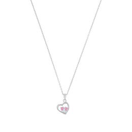 Kette mit Anh&auml;nger Prinzessin Lillifee "Herz/Schmetterling-Optik", silber (silberfarben, rosa, t&uuml;rkis, kristallwei&szlig;), Halsketten, M&auml;dchen, Silber 925 (Sterlingsilber), L: 38 B: 1,2mm, mit Zirkonia (synth.), B:1,2mm