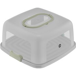 Kuchentransportbox Emsa "K32670 Prep&Bake", gr&uuml;n (transparent, gr&uuml;n), B:35,5cm H:16,1cm L:32,5cm, Kunststoff, Lebensmittelaufbewahrungsbeh&auml;lter, eckig 37x33 cm, Tragegriff, Schneidevorrichtungen