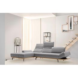 Ecksofa "CR.420, Designecksofa, bequem, verstellbare R&uuml;ckenlehne, L-Form", grau (lichtgrau, schwarzgrau), B:313cm H:117cm T:212cm, CREATION BY ROLF BENZ, Sofas, Ecksofa, in 2 Qualit&auml;ten, Holzrahmen in Eiche Natur oder Nu&szlig;baum, Breite 313 cm