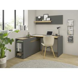B&uuml;rom&ouml;bel-Set Home Affaire "CiTY/GiRON", grau (anthrazit), B:143cm H:180cm T:120cm, Arbeitsm&ouml;bel-Sets, B&uuml;rom&ouml;bel-Set