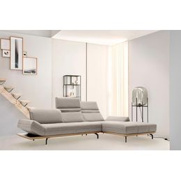 Ecksofa "CR.420, Designecksofa, bequem, verstellbare R&uuml;ckenlehne, L-Form", beige (graubeige, natur), B:313cm H:117cm T:212cm, CREATION BY ROLF BENZ, Sofas, Ecksofa, in 2 Qualit&auml;ten, Holzrahmen in Eiche Natur oder Nu&szlig;baum, Breite 313 cm