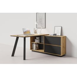 Schreibtisch ByLiving "TALOS", evoke eiche (eiche, optik), evoke eiche (eiche, optik), B:138cm H:75cm T:150cm, Tische, Schreibtisch, Tischplatte Evoke Eiche, aufgedoppelt, zweifarbige Kante, Schubk&auml;sten