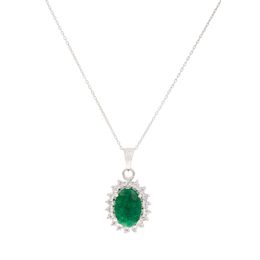 Kette mit Anh&auml;nger Firetti "Schmuck Geschenk Silber 925 Halsschmuck Halskette Ankerkette", bunt (silberfarben, gr&uuml;n), Halsketten, Damen, Silber 925 (Sterlingsilber), L: 45,5, mit Smaragd (beh.), Topas