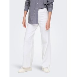 Jacqueline de Yong Stretch-Hose JDY "JDYIRIS STRETCH HW WIDE PANT PNT", Damen, Gr. XL (42), L&auml;nge 32, wei&szlig;, Web, Obermaterial: 62% Baumwolle, 22% Viskose, 14% Polyester, 2% Elasthan, unifarben, regular fit lang, Hosen