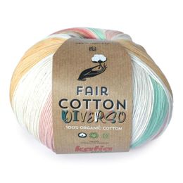 Fair Cotton Diverso von Katia, Gr&uuml;n/Ros&eacute;/Braun, aus Baumwolle
