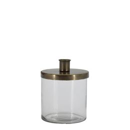 Chic Antique Kerzenst&auml;nder mit Halter &ndash; Glas & Eisen Antik Messing f&uuml;r Stabkerzen 13 cm, &Oslash; 9,5 cm skandinavische Deko Online Shop