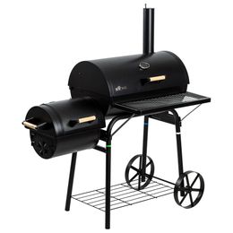 El Fuego Smoker- und Holzkohlegrill 'Dakota' schwarz 122 x 132,5 x 66 cm