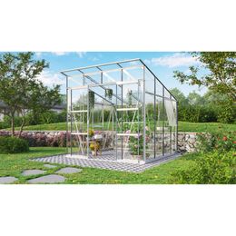 Vitavia Gew&auml;chshaus 'Playa 7600' 254,4 x 254,4 cm mit 3 mm Sicherheitsglas/6 mm Hohlkammerplatten aluminiumfarben