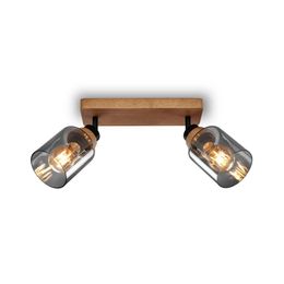 Briloner Spotleuchte holzfarben Rauchglas &Oslash; 11 x 28 x 11,5 cm, 2-flammig