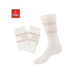 Copenhagen Studios Langsocken wei&szlig; Gr. 43-46 f&uuml;r Damen. Mit Logoschriftzug. Elastisch. Nachhaltig.