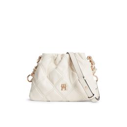 Umh&auml;ngetasche Tommy Hilfiger "TH FEMININE MINI CROSSOVER", Damen, Gr. B/H/T: 22cm x 16cm x 8cm, creme, Lederimitat, Taschen Umh&auml;ngetasche, Damen Schultertasche, Handtasche mit goldfarbener Zierkette