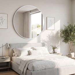 Spiegel OTTO HOME "Wandspiegel Addrik, wahlweise in 2 Gr&ouml;&szlig;en 60x60cm oder 80x80cm", wei&szlig;, B:60cm H:60cm, Glas, Spiegel, runde Form, in verschiedenen Farben
