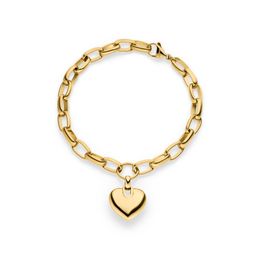 Armband s.Oliver "Chunky Heart, Herz", gelbgoldfarben, Armb&auml;nder, Damen, 20cm, Edelstahl, Armband