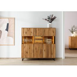 Highboard Wildeiche 148x43x144 natur ge&ouml;lt WIEN #226