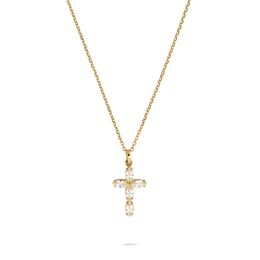 Kette mit Anh&auml;nger Tamaris "Cross, Kreuz", gelbgoldfarben, Halsketten, Damen, Edelstahl, L: 47 B: 0,4mm, B:0,4mm