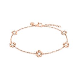 Fu&szlig;kette s.Oliver "Flower, Blumen-Design", ros&eacute;goldfarben, wei&szlig;, Fu&szlig;ketten, Edelstahl Perlen, Edelstahl, Perlen, mit Kunststoffperle