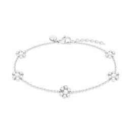 Armband s.Oliver "Flower, Bl&uuml;ten-Design", edelstahlfarben, wei&szlig;, Armb&auml;nder, Damen, 21cm, Edelstahl Perlen, Edelstahl, Perlen, Armband, mit Perle (imitiert)