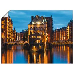 Wandbild Artland "Teil der alten Speicherstadt in Hamburg", blau (farbe bild(er): blau), B:40cm H:30cm, Bilder, als Leinwandbild, Poster in verschied. Gr&ouml;&szlig;en