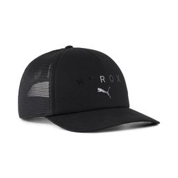 Trucker Cap Puma "X HYROX TRUCKER CAP", Herren, Puma schwarz, Baumwolle, bedruckt, Caps, sportlicher Stil, mit gebogenem Schirm, mit Snapback-Verschluss
