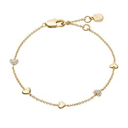Armband Fossil "Schmuck Geschenk Metall SUTTON Herzen", gelbgoldfarben, kristallwei&szlig;, kristallwei&szlig;, Armb&auml;nder, Damen, 19cm, Metall, Armband, mit Glasstein