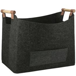 Kaminholzkorb CASABLANCA BY GILDE "Korb Brennholz", grau (dunkelgrau), B:45cm H:40cm T:32cm, Filz, Aufbewahrungsboxen