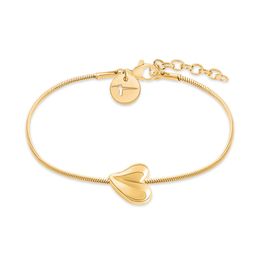Armband Tamaris "Organic Heart, Herz", gelbgoldfarben, Armb&auml;nder, Damen, 21cm, Edelstahl, Armband