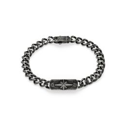 Armband s.Oliver "Kompass-Optik", schwarz (gunfarben), Armb&auml;nder, Herren, 21cm, Edelstahl, Armband