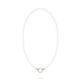 Perlenkette Tamaris "Pearl Charms", gelbgoldfarben, wei&szlig;, Halsketten, Damen, Edelstahl Perlen, L: 45 B: 4,36mm, Edelstahl, Perlen, Perlenkette, mit Glasperle, B:4,36mm