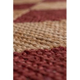 Teppich FLAIR RUGS "Effie Diamond", orange, B:80cm H:5mm L:230cm, Baumwolle, Jute, Teppiche, Teppich, handgekn&uuml;pft