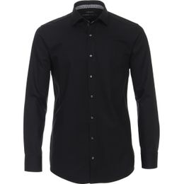 Businesshemd Venti "Venti Businesshemd uni", Herren, Gr. 40, Normalgr&ouml;&szlig;en, schwarz, 88% Baumwolle, 12% Elasthan (LYCRA), unifarben, schmal, Hemden