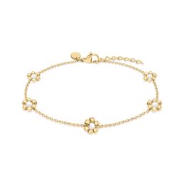 Fu&szlig;kette s.Oliver "Flower, Blumen-Design", gelbgoldfarben, wei&szlig;, Fu&szlig;ketten, Edelstahl Perlen, Edelstahl, Perlen, mit Kunststoffperle