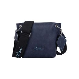 Schultertasche Fritzi aus Preussen "Eco-Fritzi03", Damen, Gr. B/H/T: 8,5cm x 22,5cm x 20,5cm, blau (dunkelblau), unifarben, Taschen Schultertasche, aus veganen und recycelten Materialien