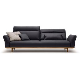 4-Sitzer "CR.460 mit verstellbarer R&uuml;ckenlehne, Designsofa, bequem", schwarz (signalschwarz 534, 58), B:248cm H:103cm T:100cm, NaturLEDER OSKAR (echtes Rindsleder), CREATION BY ROLF BENZ, Sofas, Sockel in Nussbaum, F&uuml;&szlig;e Nussbaum, Breite 248 cm