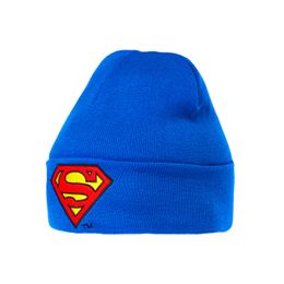 Strickm&uuml;tze logoshirt, Jungen, blau, 100% Polyacryl, bestickt, M&uuml;tzen Strickm&uuml;tze, mit Superman-Logo