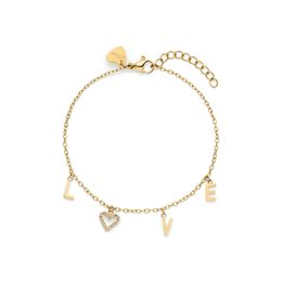 Armband s.Oliver "Love", gelbgoldfarben, kristallwei&szlig;, kristallwei&szlig;, Armb&auml;nder, Damen, 21cm, Edelstahl, Armband, mit Zirkonia (synth.)
