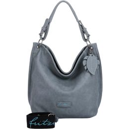 Schultertasche Fritzi aus Preussen "Eco-Fritzi01", Damen, Gr. B/H/T: 12cm x 28cm x 34cm, blau, unifarben, Taschen Schultertasche, aus veganen und recycelten Materialien
