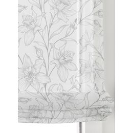 Raffrollo Kutti "Raffrollo Greta wei&szlig;, floral, lichtdurchl&auml;ssig", wei&szlig;, B:45cm H:140cm, Obermaterial: 100% Polyester, Raffrollos, h&ouml;henverstellbar, Sichtschutz tags&uuml;ber, dezent gemustert