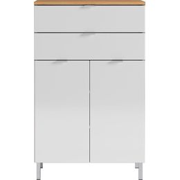 Badkommode Germania "GW-Mauresa", wei&szlig; (granson, eiche, nachbildung, wei&szlig; hochglanz), B:60cm H:97cm T:34cm, Sideboards