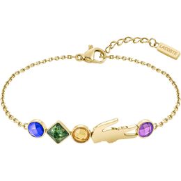 Armband Lacoste "DEVA, 2040361", gold (gelbgoldfarben, blau, gr&uuml;n, orange, lila, blau, gr&uuml;n, orange, lila), Armb&auml;nder, Damen, 21cm, Edelstahl, Armband, mit Sodalith, Topas, Amethyst, Moosachat
