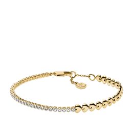 Armband Fossil "Schmuck Geschenk Metall SUTTON Herzen", gold (gelbgoldfarben, kristallwei&szlig;, kristallwei&szlig;), Armb&auml;nder, Damen, 19cm, Metall, Armband, mit Zirkonia (synth.)