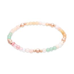 Armband s.Oliver "Colorful Beads", ros&eacute;goldfarben, ros&eacute;, creme, wei&szlig;, rosa, hellgr&uuml;n, ros&eacute;, creme, wei&szlig;, rosa, hellgr&uuml;n, Armb&auml;nder, Damen, 18cm, Edelstahl, Armband, mit Quarz, Aquamarin, Lapislazuli-Imitat, Amethyst, Agate, Aventurin