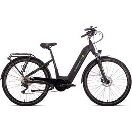 E-Bike SAXONETTE "Quantum Sport Wave" Gr. 50, schwarz (schwarz, schwarz), Elektrofahrr&auml;der, 50cm, 28 Zoll (71,12cm), Pedelec, Elektrofahrrad f&uuml;r Damen u. Herren