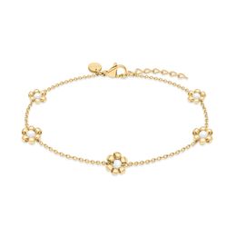 Armband s.Oliver "Flower, Bl&uuml;ten-Design", gelbgoldfarben, wei&szlig;, Armb&auml;nder, Damen, 21cm, Edelstahl Perlen, Edelstahl, Perlen, Armband, mit Perle (imitiert)