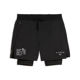 Trainingsshorts Puma "M X HYROX 2IN1 PWRMODE SHORT", Herren, Gr. L, N-Gr, Puma schwarz, Obermaterial: 87% Polyester, 13% Elasthan, regular fit kniefrei, Hosen, Regular Fit, f&uuml;r Fitness-Training, sportlicher Stil, 2-in-1 Design