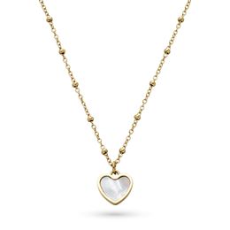 Kette mit Anh&auml;nger s.Oliver "Pearl Heart, Herz", gelbgoldfarben, perlmuttfarben, Halsketten, Damen, Edelstahl, L: 50 B: 3mm, mit Perlmutt, B:3mm