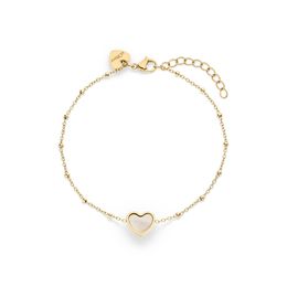 Armband s.Oliver "Pearl Heart, Herz", gelbgoldfarben, natur, Armb&auml;nder, Damen, 21cm, Edelstahl Perlen, Edelstahl, Perlen, Armband, mit Perlmutt (synth.)